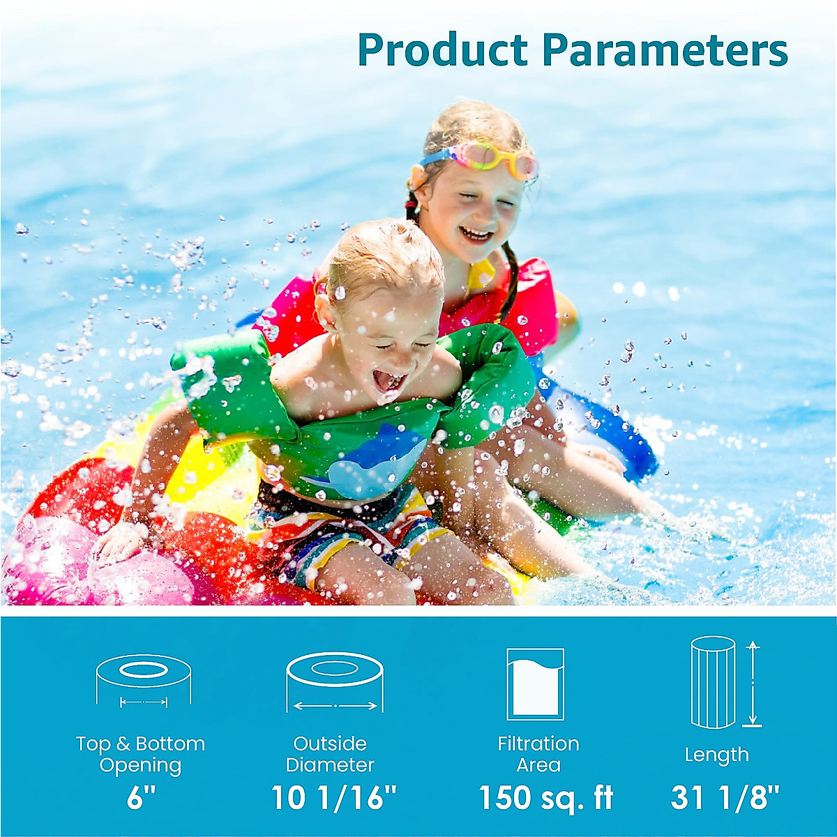 AQUA CREST Pool Spa Filter Replacement for Pentair CC150, R173216, Unicel C-9415, 59054300, Pleatco PAP150, Filbur FC-0687, 160317, Predator 150 Water Filter, 150 sq. ft