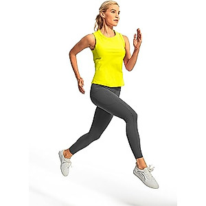 Hiverlay Workout Tank Tops for Women Sleeveless Athletic Cropped Tank Top Sports Gym Muscle Running Shirts Blazing Yellow XXL