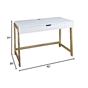 Casual Home Neorustic Smart Desk with USB Ports, Solid American Maple Legs