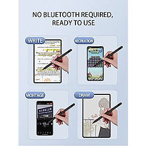 GOUHGKH Stylus Pen Touch Screen Pencil, Active Stylus Pens Compatible with iPad,iPad Pro,iPad Air,iPad Mini, Samsung, Smart Phone and Tablet for Writing/Drawing (Black)