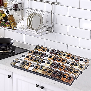 Spice Rack Drawer Organizer for Kitchen,Adjustable Expandable Spice Rack Tray Insert 4 Tiers