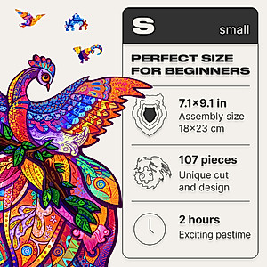 UNIDRAGON Original Wooden Jigsaw Puzzles - Fairy Bird, 107 Pieces, Small Size 7.1 x 9.1, Beautiful Gift Package, Unique Shape Best Gift for Adults and Kids