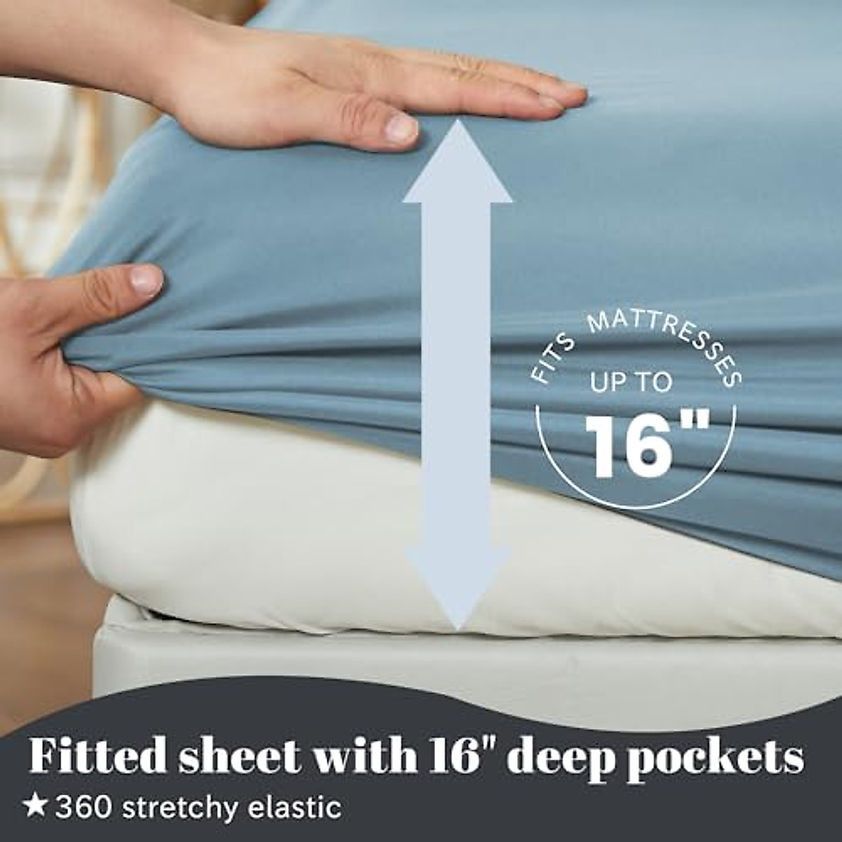 Bedlifes Full Size Sheet Sets- Ultra Soft Sheets-Luxury-Breathable-16 Deep Pocket- 1800 Thread Count Percale Egyptian Microfiber Bed Sheets Wrinkle, Fade and Stain Resistant Baby Blue 4 Pieces