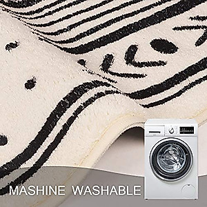 LIVEBOX Kids Runner Rug 2'x4.3',Palmistry Washable Rugs for Kids Room, Black and Cream Evil Eye Non-Slip Children Play Carpet for Bedroom, Cute Ultra Soft Baby Nursery Rugs for Bathroom Playroom Dorm