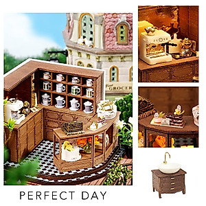 Kisoy Dollhouse Miniature with Furniture Kit, Handmade DIY House Model for Teens Adult Gift (Forest Teahouse)