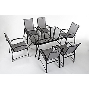 Cosco Outdoor Living Dining Chairs, 6-Pack, Gray Frame, Light Gray Sling (88645GLGE)