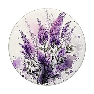 Purple Lavender Botanical Watercolor Blossom Flowery PopSockets Swappable PopGrip