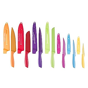 Classic Cuisine 14 Pc Colored Knife Set with Sheaths-Pro Grade, Assorted