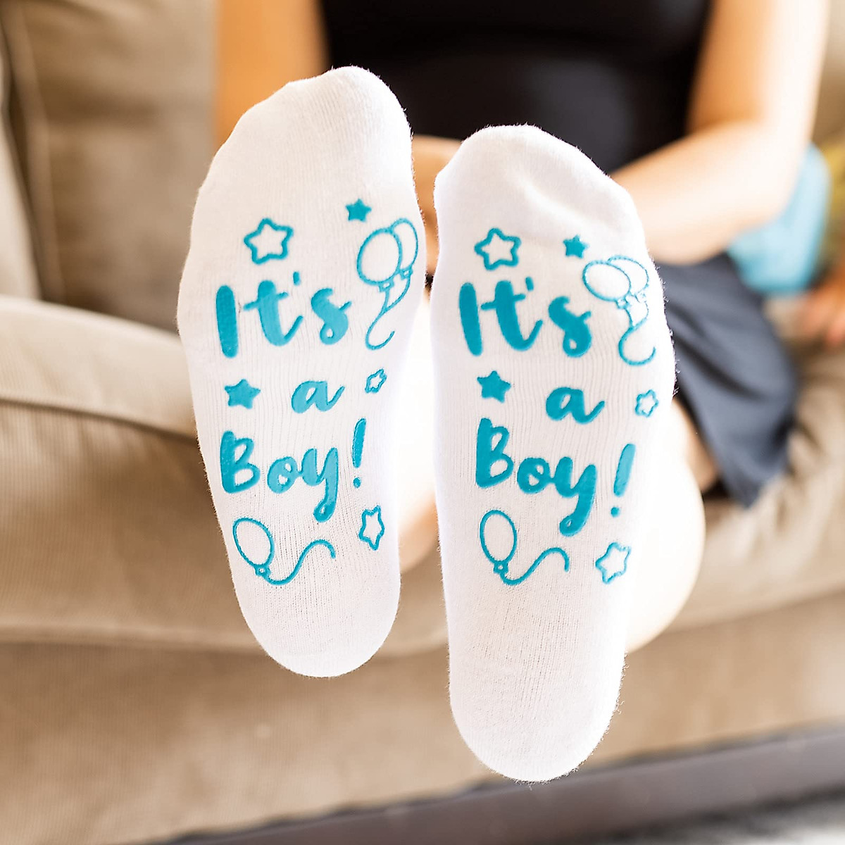 Haute Soirée Labor and Delivery Socks - Funny Push Gift for New Mom to Be (It's A Boy) One Size