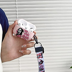 ashlvz15520 Scream Ghost Air pod pro Case/ 2nd Generation - Ghost face Air pod pro 2nd Generation Case Cover - Horror Funny Cool Case for Air Pod pro(2019) /pro 2(2022) Keychain (NO You/pro2 Pink)