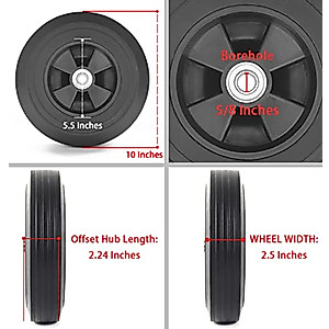10" x 2.5" (4.10/3.50-4) Solid Rubber Hand Truck Wheels, Dolly Wheels Replacement, Wheelbarrow Flat Free Tires for Cart- 660 lb Load Capacity, Pack of 2