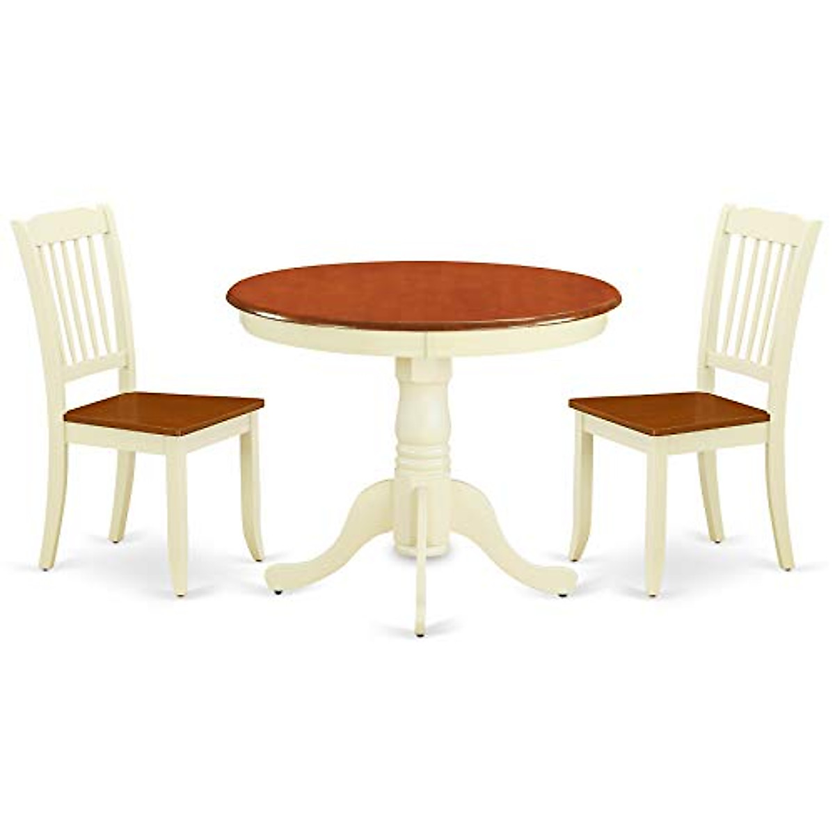 East West Furniture ANDA3-BMK-W Dining Room Table Set, 3-Pieces