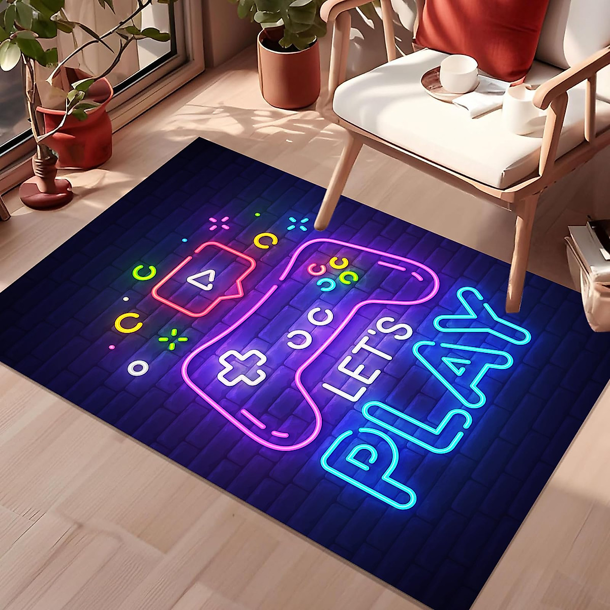 Osimiccp Gamer Rug for Boys Room 2'x3' Non-Slip 3D Cool Printed Gaming Rug for Boys Room,Game Room,Living Room,Bedroom Area Rug Home Decor