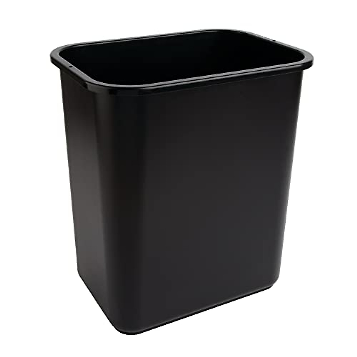 Highmark™ Rectangular Plastic Wastebasket, 6.5 Gallons, 15"H x 10"W x 14-1/4"D, Black, Pack Of 3