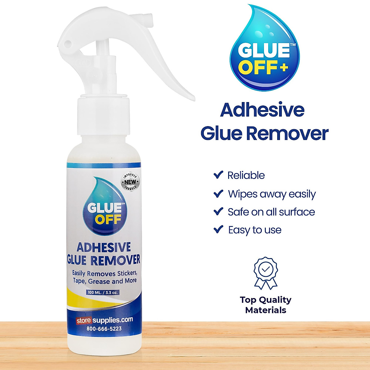 Perco Glue Off Adhesive Remover - New Stronger Formula! - 3.3 oz with Scraper & Plastic Razor | Glue Remover Spray Effortlessly Erase Adhesive Hassles & Car Stickers - for Label Sticker Residue