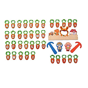 Montessori Toys for 3 Year Old Wooden Farm Toys 36 Radishes Contain 26 English Letters and 10 Arabic Numerals Develop the Brain and Cultivate Children's Hands-on Ability Given as Gifts to Children