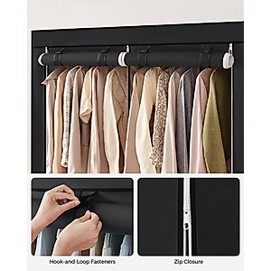 SONGMICS Closet Wardrobe, Portable Closet for Bedroom, Clothes Rail with Non-Woven Fabric Cover, Clothes Storage Organizer, 55.1 x 16.9 x 68.5 Inches, Black URYG02BK