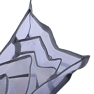 QBQBY 6/7/11 Grids Washable Wardrobe Clothes Organizer Jeans Compartment Storage Box Foldable Closet Drawer Organizer Clothes Drawer Mesh Separation Box Portable Clothes Wardrobe,Grey 2