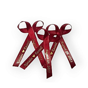 Personalized Ribbons for Bridal Shower Wedding Party Favors or Baby Showers - Custom Made Cut Ribbon 50 100 Assembled Bows Safety Pins