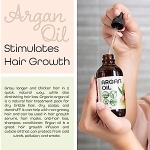 Premium Nature Argan Oil for Hair Virgin 100% Pure Cold Pressed Argon Oil Hair Serum For Hair Stimulate Growth for Dry and Damaged Hair Argan Oil for Skin Body Moisturizer Nails Protector 4 oz