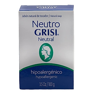 Grisi Neutral, Cleansing and Hypoallergenic Soap, Soften and Clean your skin, Non-Irritating, Fragrance-free, for All Kind of Skin, 6-Pack of 3.5 Oz each, 6 Bar Soaps.