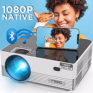 Native 1080P WiFi Bluetooth Projector, 8500L HD Video Mini Projector with Carrying Bag,Support 4K & 300" Screen, Portable Outdoor Movie Projector for TV Stick, HDMI, AUX, PS4, Laptop, Phone