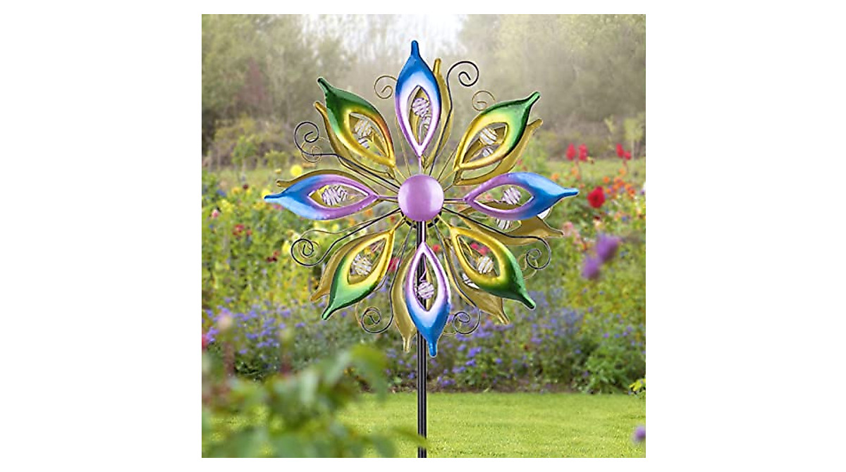 Colorful 12-Inch Metal Wind Spinners for Your Garden