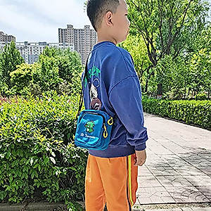 MOSSTYUS Canvas Cartoon Dinosaur Shoulder Messenger Bag Crossbody Purse Travel handbags Cosplay Bag, blue