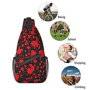 Hicyyu Horror Blood Splatter Outdoor Crossbody Shoulder Bag For Unisex Young Adult Hiking Sling Backpack