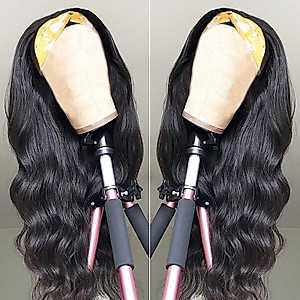 Headband Wigs for Black Women Human Hair Headband Wig Body Wave Human Hair Wigs 9A Brazilian Virgin Hair None Lace Front Wigs Wear and Go Glueless Wigs Human Hair 150% Density (14" Headband wigs)