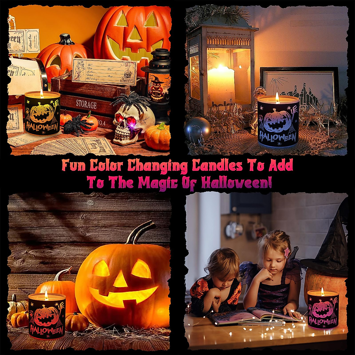 Pumpkin Scented Candles, Fall Decorations for Home, Halloween Decorations Indoor,Spooky Candle,Gothic Vintage Fall Decor for Farmhouse Room Apartment Table Desk Kitchen Bedroom,Funny Gift for Women