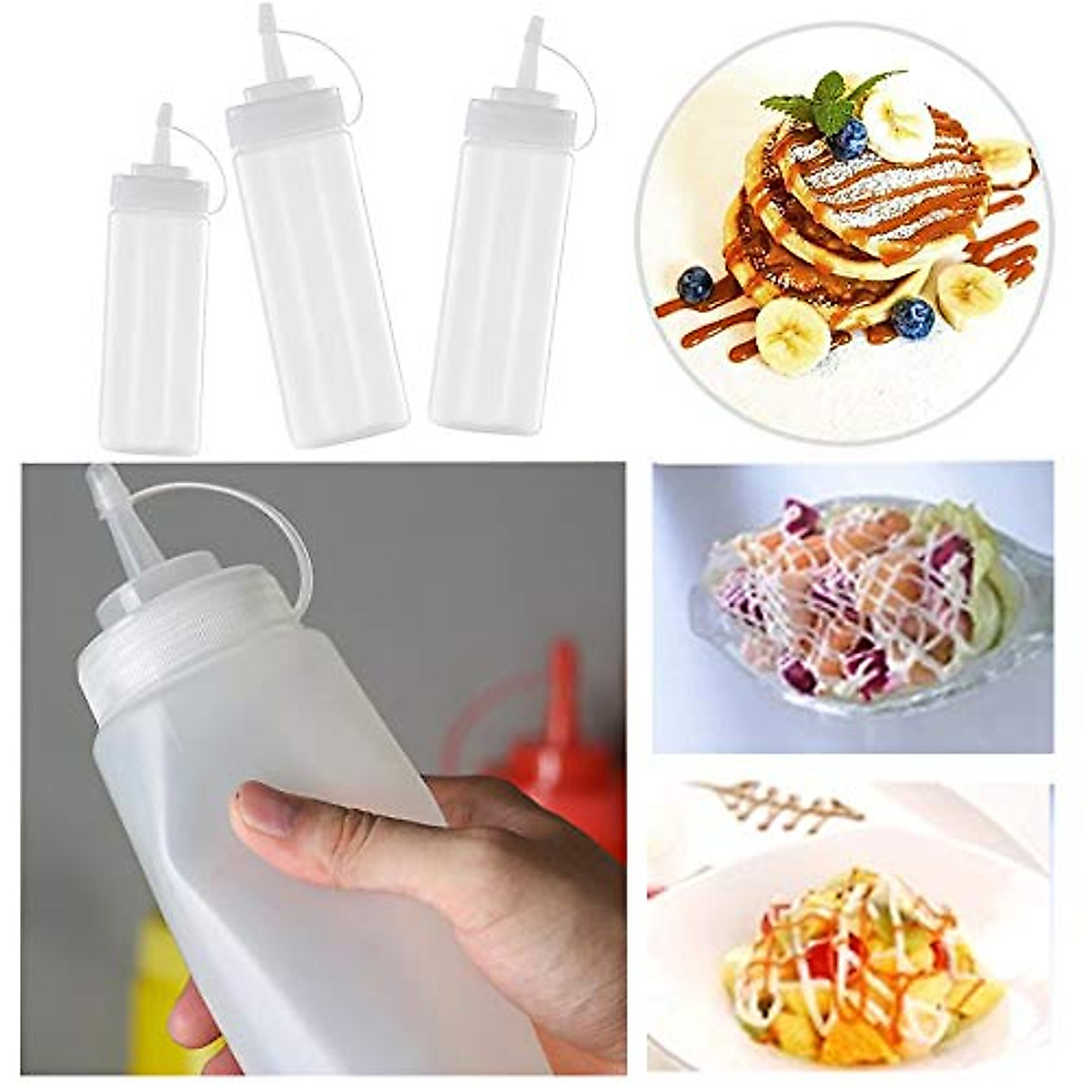 6 Pack 24oz Squeeze Bottle Condiment Squeeze Bottles Plastic ketchup Squeeze Squirt bottle For Sauce,BBQ,Dressing,Paint,Workshop,Arts and Crafts