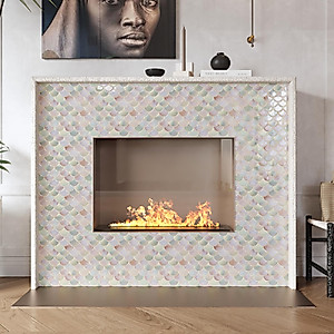 CRE8TIVE 4 Sheets Fish Scale Peel and Stick Tile Stickers 12"x12" Stick on Backsplash for Kitchen Pink Shell Wall Tiles Self Adhesive Back Splash Tiles for Kitchen Bathroom Spa Pool Shower Walls