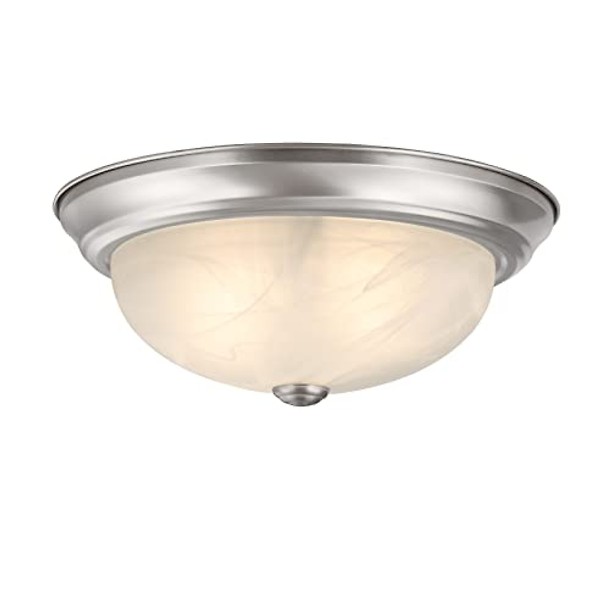 Aspen Creative 63023-09-2, 2-Light Flush Mount, Brushed Nickel Finish w/Alabaster Glass, 13" Dia, E26 Socket, 60 Watts, Bulb Not Included, Set of 2