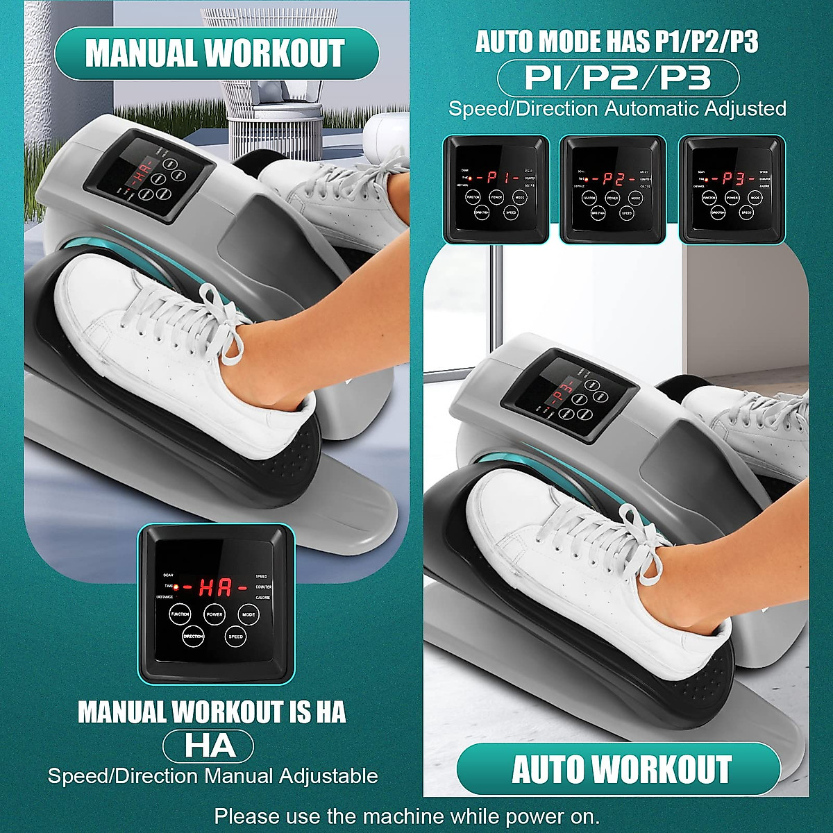 ANCHEER Under Desk Elliptical, Electric Ellipse Leg Exerciser While Sitting for Seniors Adults, Quiet Portable Motorized Seated Foot Pedal Exerciser with Remote Control for Home Office Use