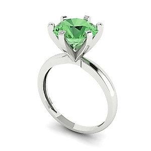 Clara Pucci 3 ct Round Cut Solitaire Green Simulated Diamond Excellent Engagement Bridal Promise Anniversary Ring 18K White Gold 4.5