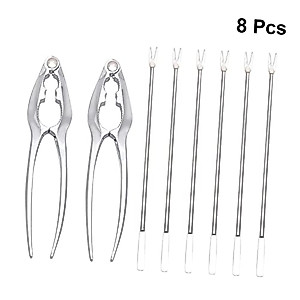 Luxshiny Set 2pcs Cookies Stainless Steel Set Seafood Tools Crab Leg Alloy Nut Shrimp Deveiner Lobster Opener Seafood Picks Nutcracker Household Tool Kit Walnut Bottle Opener