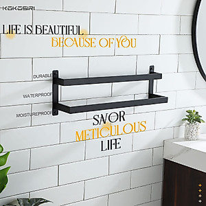 KOKOSIRI Towel Bars Black Bath Towel Holders 24-Inch Bathroom 2-Tiers Ladder Towel Rails Wall Mounted Towels Shelves Rack Stainless Steel, B5008BK-L24