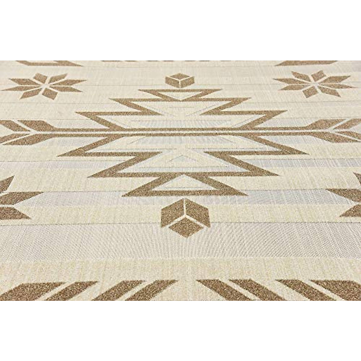 Unique Loom Modern Collection Geometric, High-Low Pile, Vintage, Arrows, Indoor and Outdoor Area Rug, 9 ft x 12 ft, Light Brown/Beige