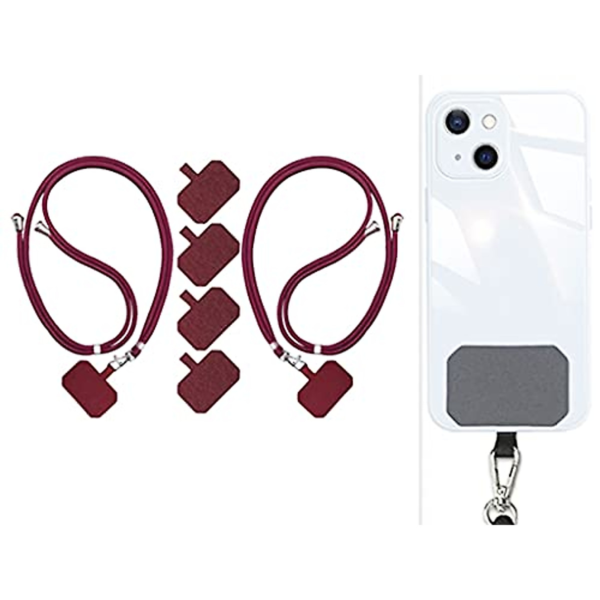 Universal Cell Phone Lanyard IOXQP, 2 × Universal Phone Lanyard,4× Phone Lanyard Pads,Black Nylon Adjustable Neck Strap Compatible with All Smartphone-JHS