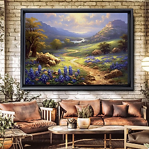 Enchanting Texas, Native Texas Hill Country Bluebonnet Landscape - Fine Art Print Mounted in a White Mat Board