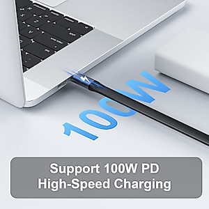 DOCKCASE Short USB C to USB C Cable (0.72ft), 3.1 Gen 2 10Gbps 100W 4K Video Data Transfer Charging Cable for Samsung Galaxy S8, S9, S10,T5 LaCie SSD, MacBook Pro, iPad Pro, and More