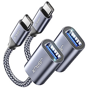 USB C to USB Adapter [2 Pack], JSAUX USB Type C Male to USB 3.0 Female OTG Cable Thunderbolt3 to USB Adapter Compatible with MacBook Pro/Air 2019 2018 2017, Samsung Galaxy S20 S20+ Ultra Note 10 S9 S8