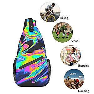 Psychedelic Trippy Sling Backpack,Casual Crossbody Shoulder Backpack Sling Bag Chest Daypack for Men Women Sport Hiking Gym