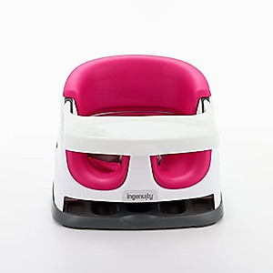 Ingenuity Baby Base 2-in-1 Booster Feeding and Floor Seat with Self-Storing Tray - Pink Flambe