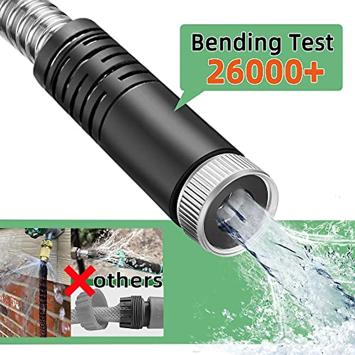 200 ft Garden Hose -Metal Water hose with Nozzle &10 Function Sprayer,Flexible, Heavy Duty,No Kink& Tangle, Lightweight, 304 Stainless Steel Car Washing Hoses Pipe for Outdoor,Yard