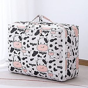 Largecapacity Storage Bag with Handle, Foldable Storage Bucket for Quilt Blanket, Largecapacity Storage Bag, Breathable Clothes Storage for Blankets,Clothes, Pillows, Quilts