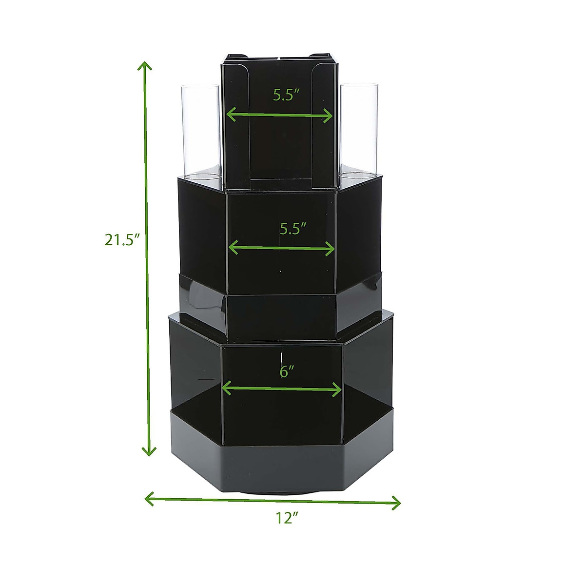 Mind Reader SETT-BLK 18 Compartment 3-Tier Large Breakroom, Lazy Susan Coffee Condiment Organizer, Black, One Size