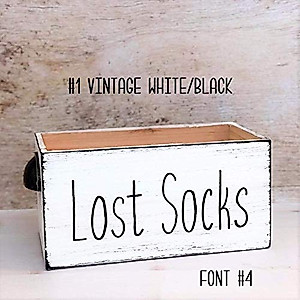 Lost Socks Basket - Farmhouse Laundry Room Decor - Lost Sock Wood Crate - Laundry Room Storage and Organization