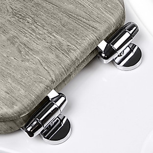 Ginsey Home+Solutions Distressed Grey Wood Round Toilet Seat 12015